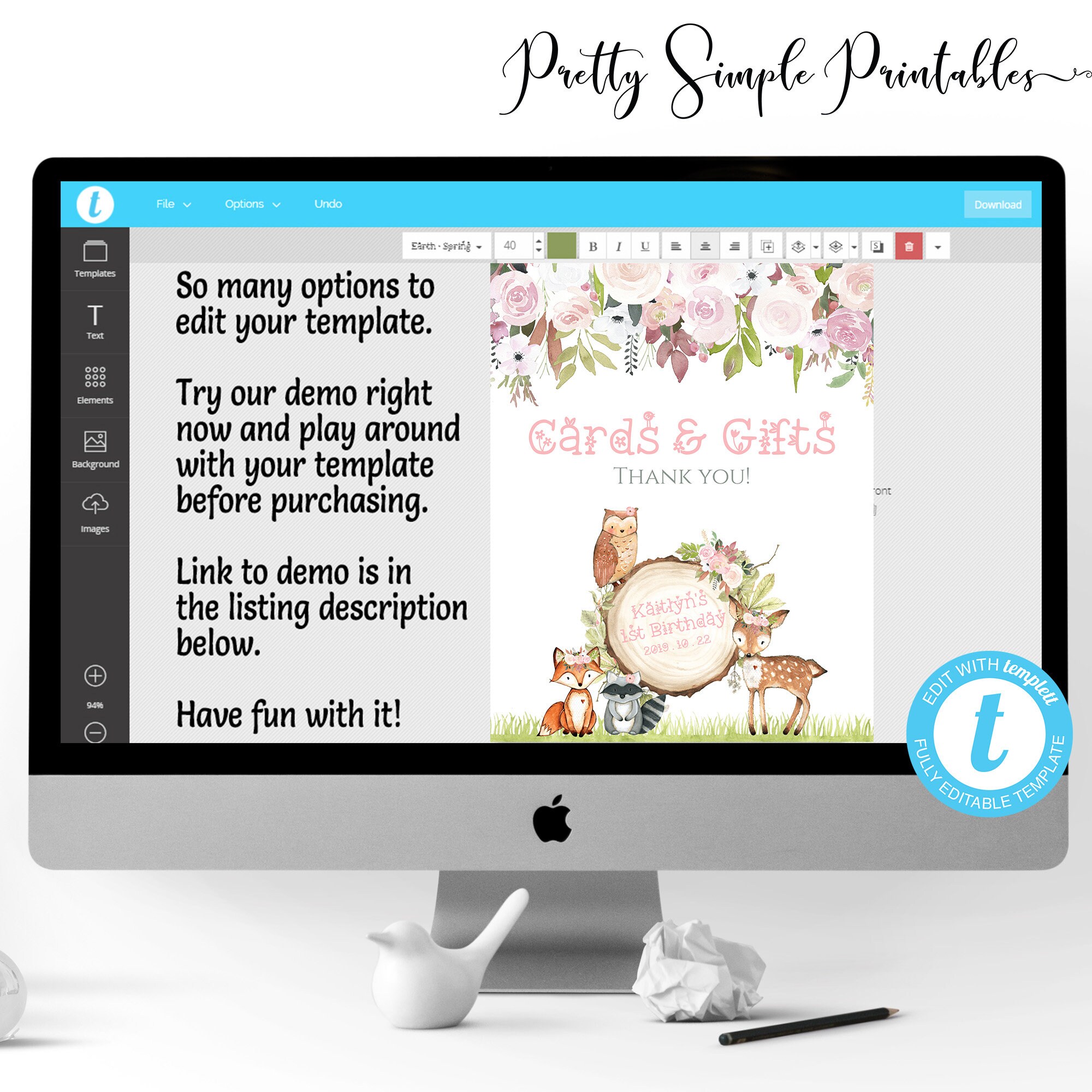 Woodland Table Sign Decorations Woodland Birthday Party | Etsy