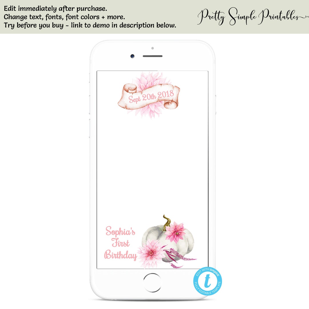 Pumpkin Geofilter, Snapchat Filter, Pumpkin 1st Birthday, Templett ...