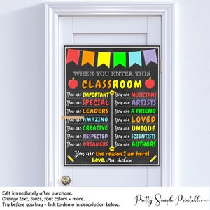 When You Enter This Classroom Sign, Poster, Teacher Sign Personalized ...