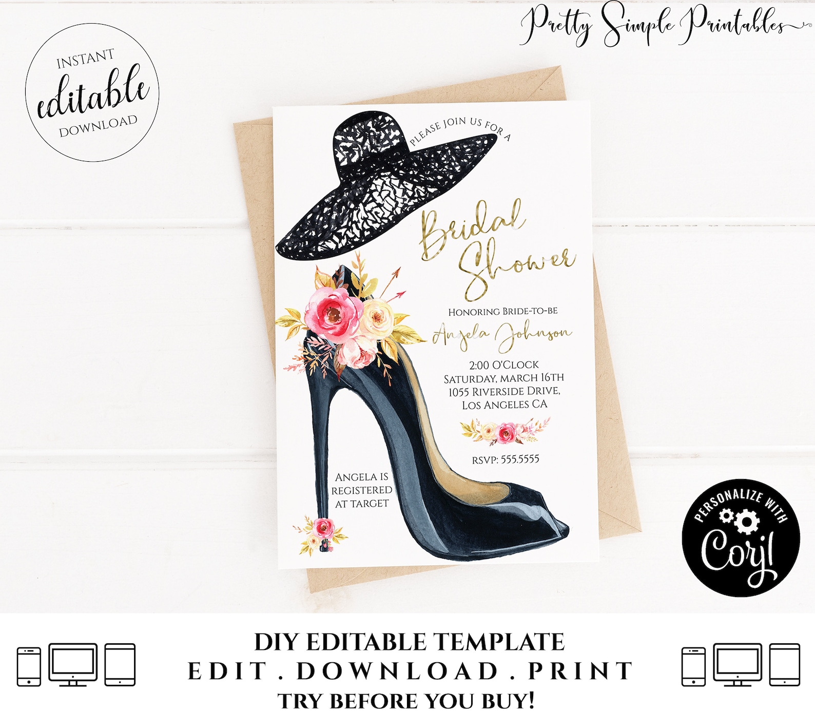 Hats and Heels Invitation, High Heel Invitation, Hats and Heels Invite ...