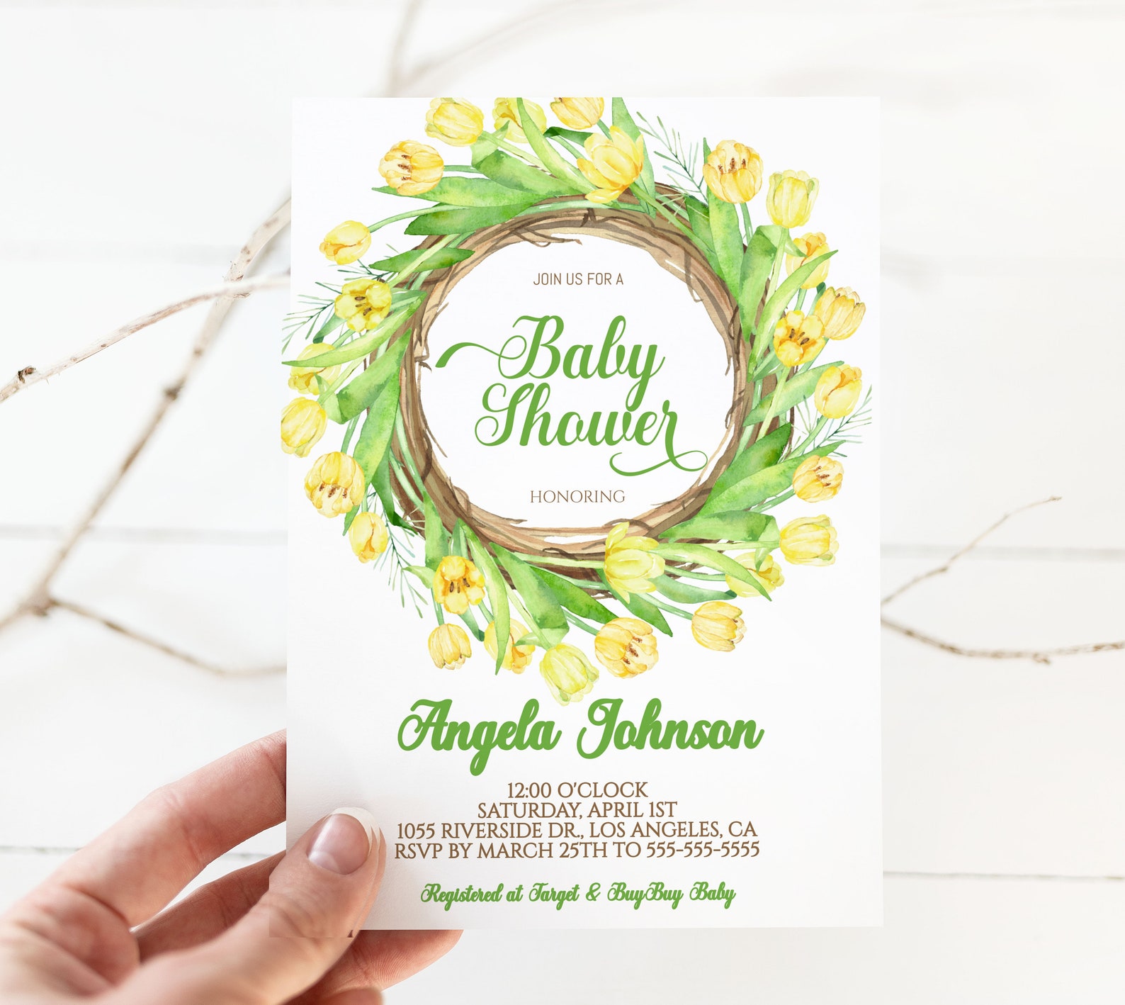 Spring Baby Shower Invitation Editable Template Gender - Etsy