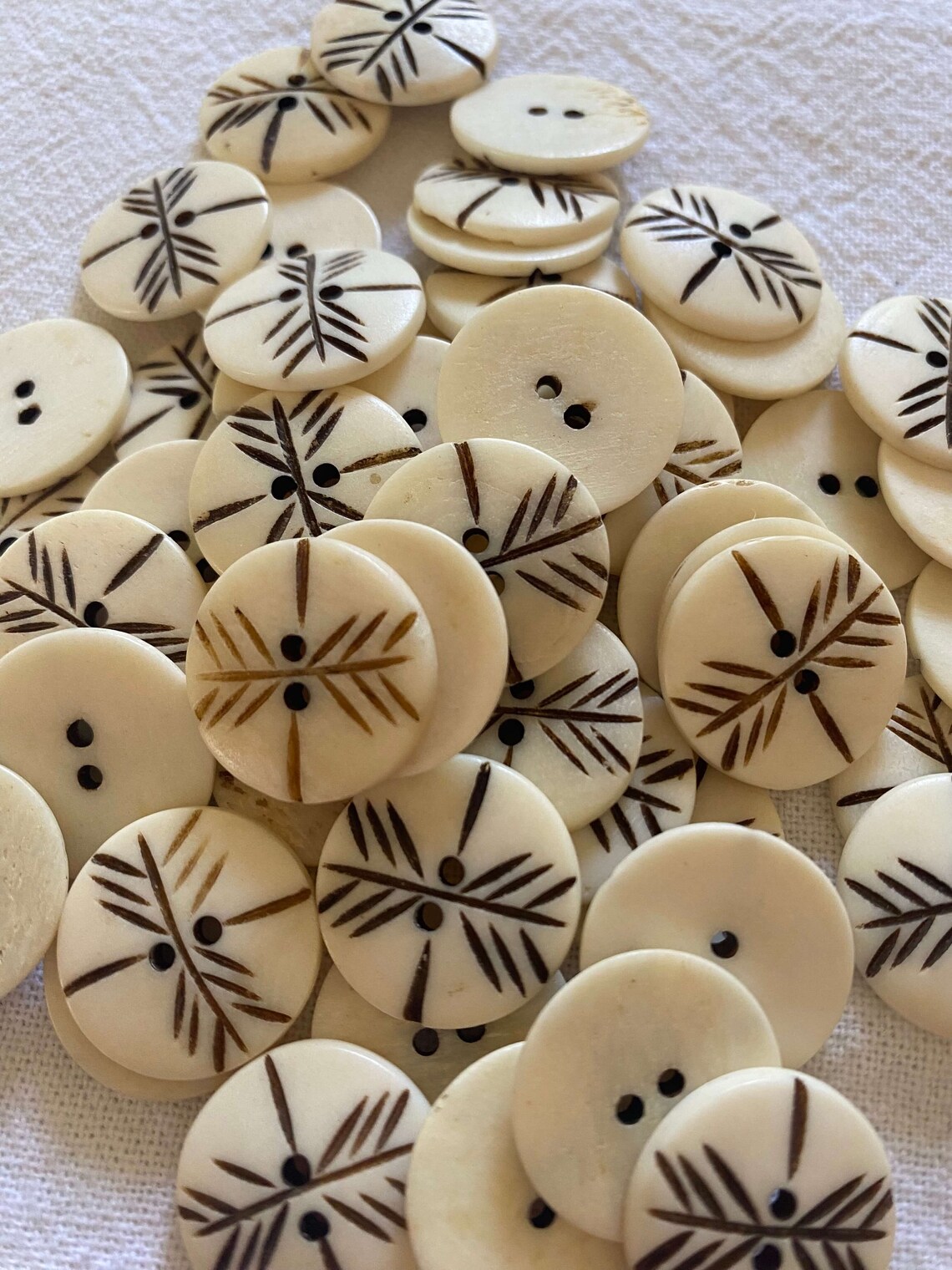 Carved Natural Bone Buttons 2 Hole 20mm Pack of 5 - Etsy