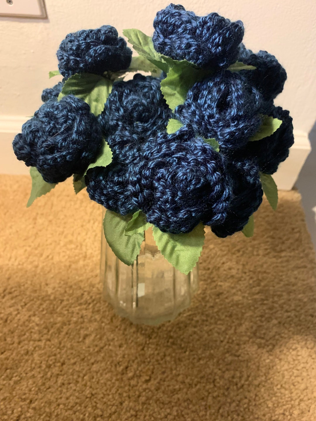 Crochet Blue Rose | Crochet Rose Bouquet | Blue Handmade Rose | Blue ...