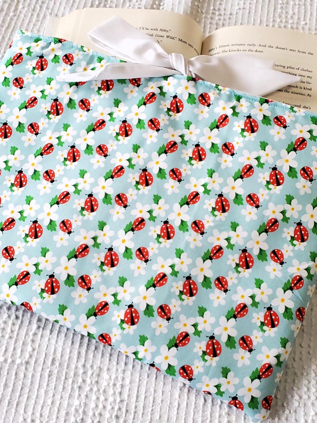 Ladybug Garden Inspired Pattern Book Sleeve, Bookish, Bow Closure, Gift ...