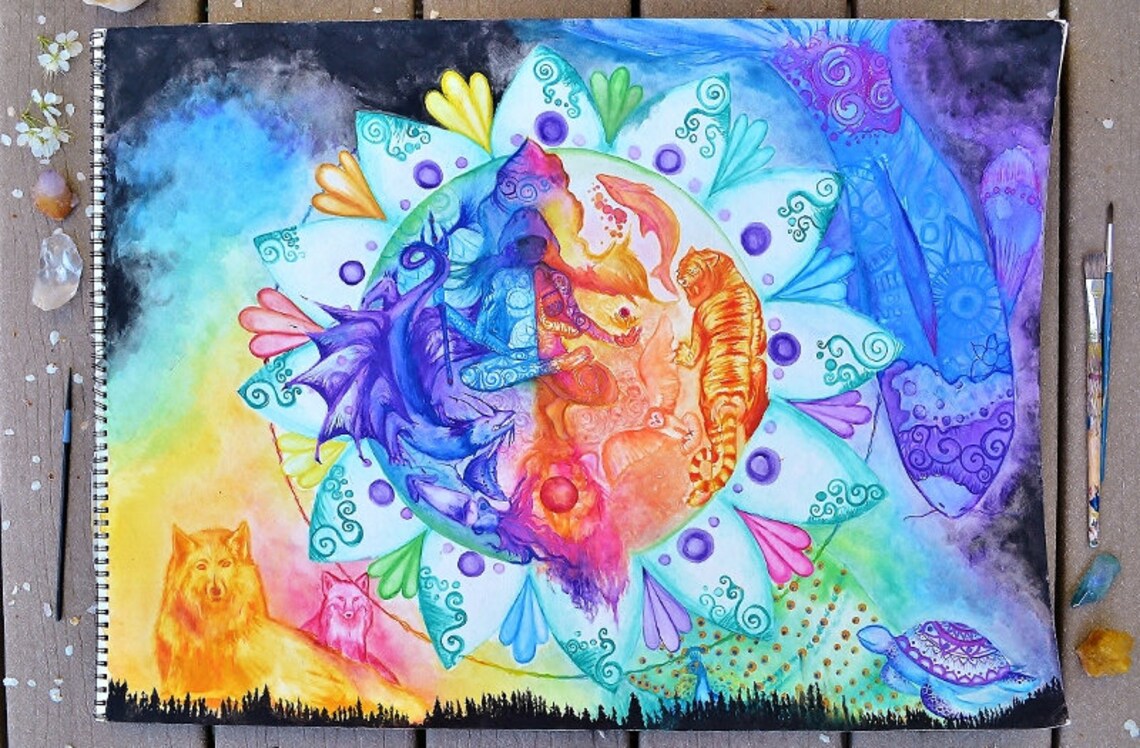 Shiva Shakti ~ Original Mandala Watercolor - Etsy