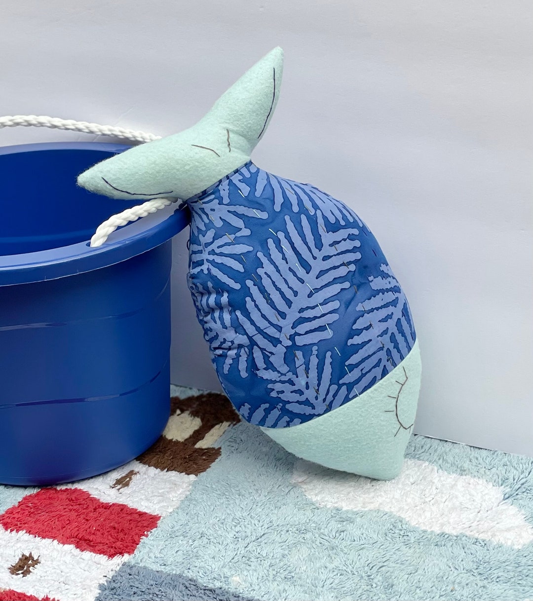 Fish Shaped Pillow, Blue Fish Pillow, Fish Lover, Beach Decor Pillow ...