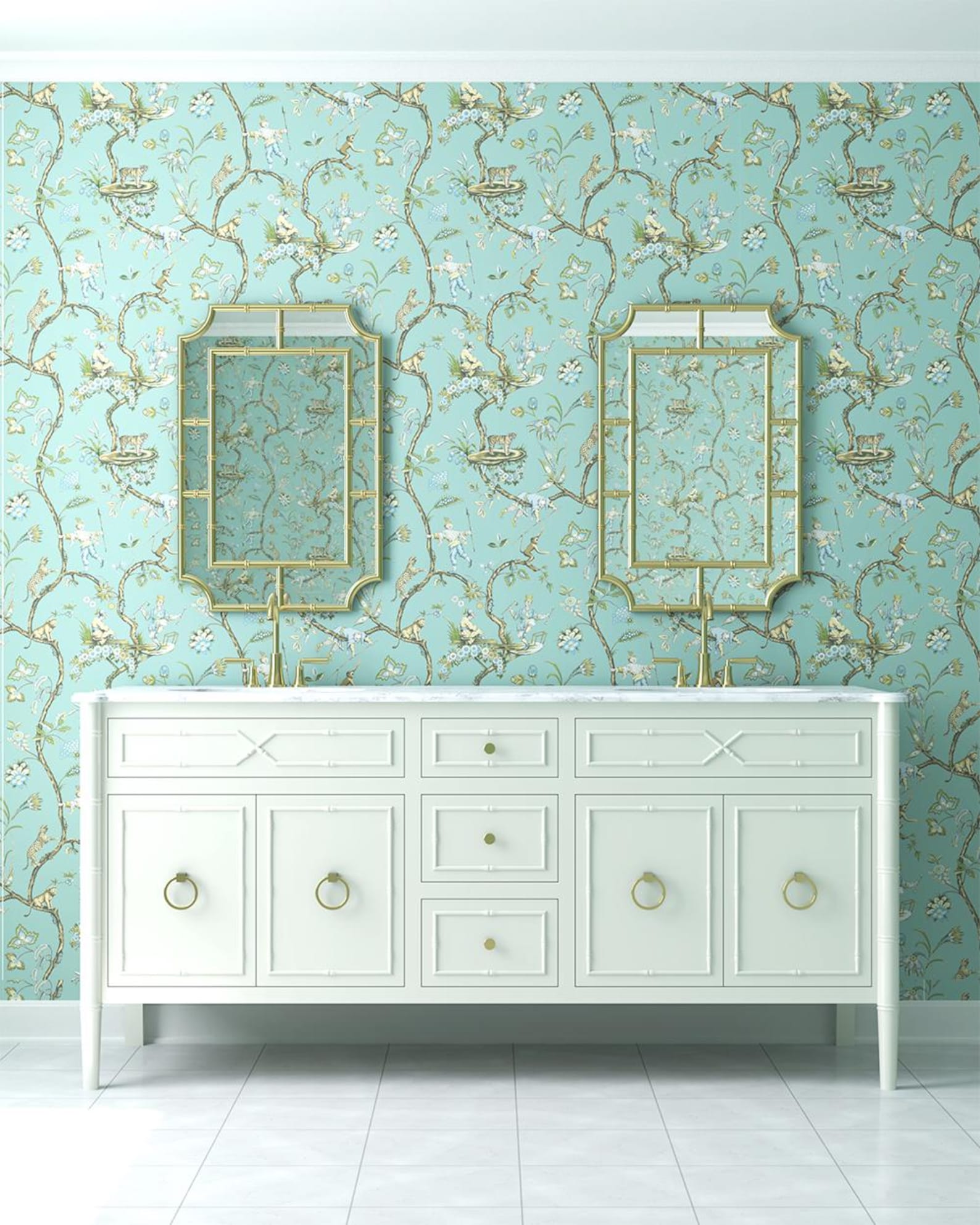 Custom-built Faux Bamboo Bath Vanity Base for Double Sinks - 72" Long ...