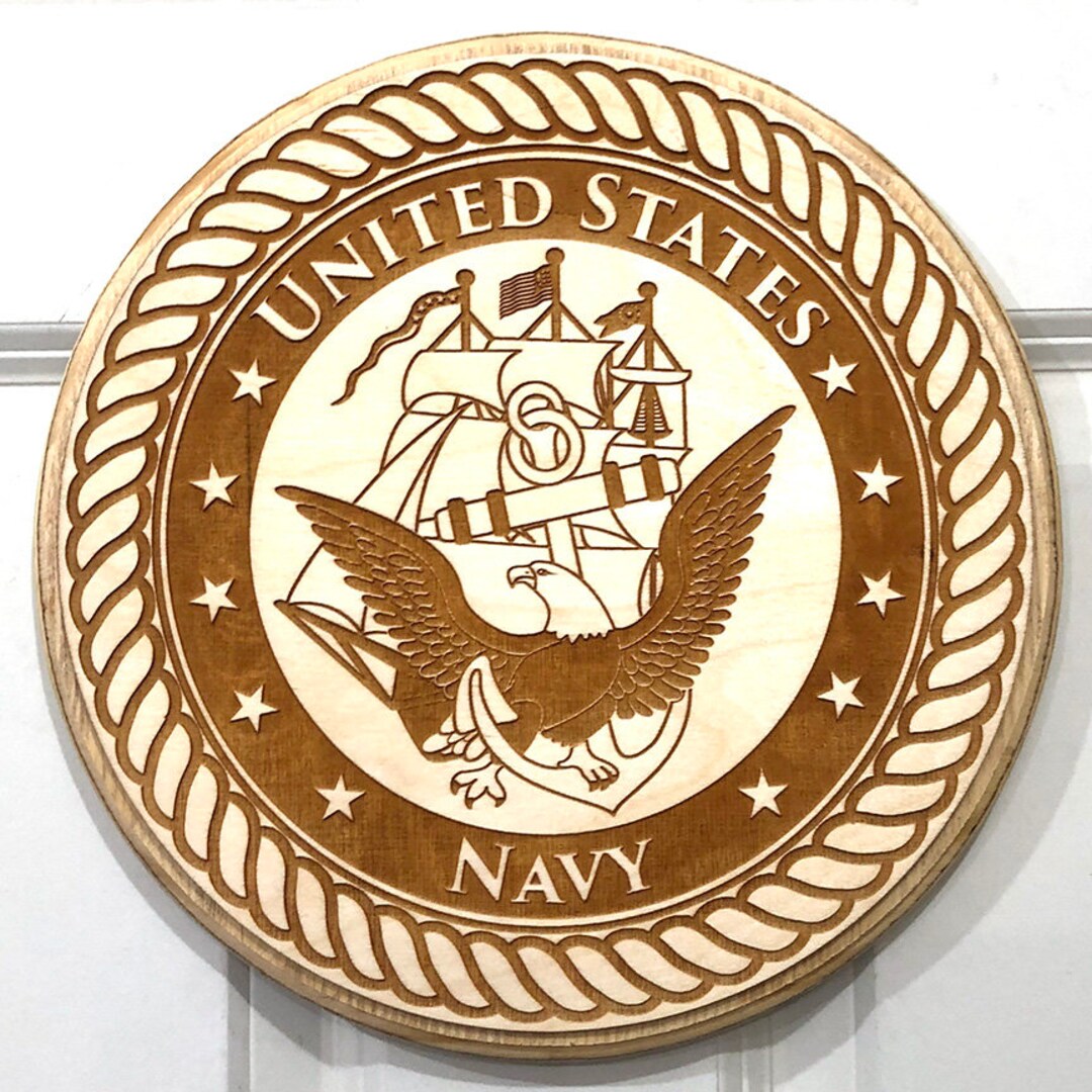 US Navy Plaque on a Round Laser Engraved Wood Navy Emblem WC Version - Etsy