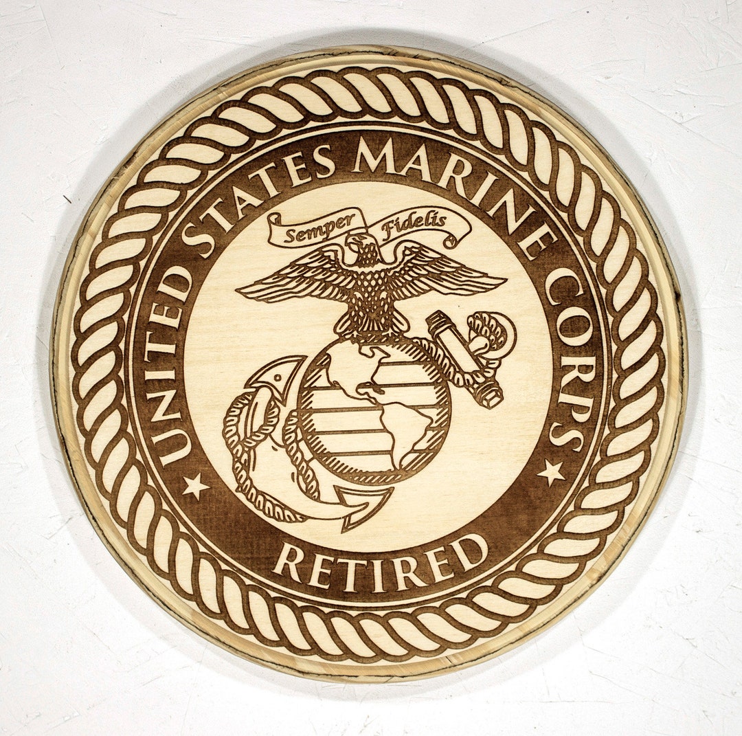 US Marine Corps RETIRED Plaque on a Round Laser Engraved Wood - Etsy