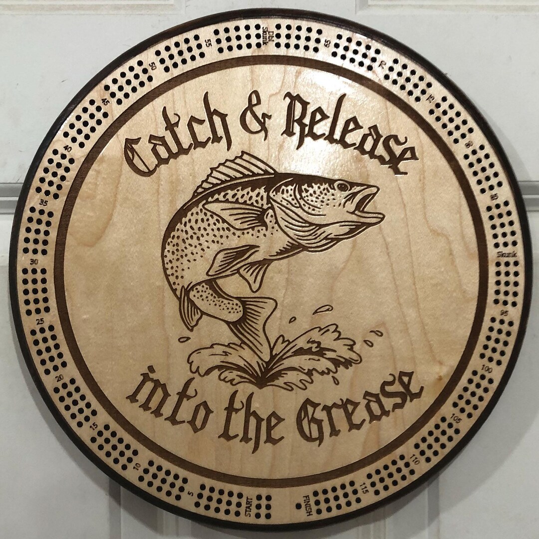 Walleye Cribbage Board & Wall Plaque - CARD STORAGE, 3 Track, 120 ...