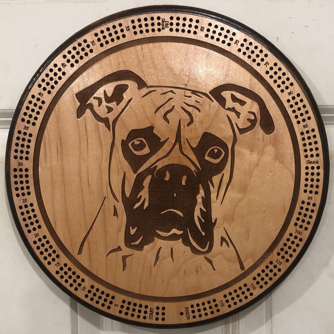 Boxer Dog Cribbage Board: Handmade Wood Card Game With Pegs - Etsy