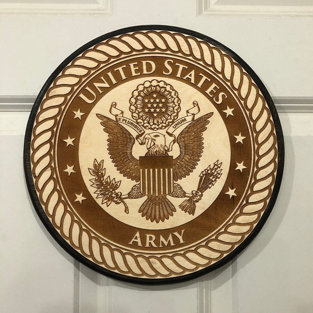US Army Plaque on a Round Laser Engraved Wood Army Emblem WC Version - Etsy