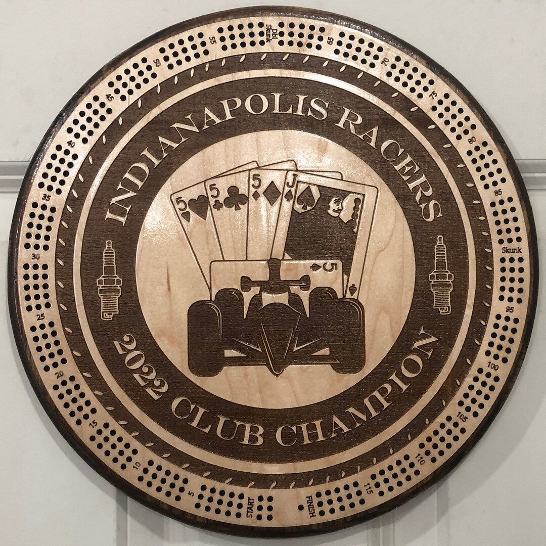 Personalized Cribbage Trophy - 3 Track Cribbage Board and Plaque Round ...