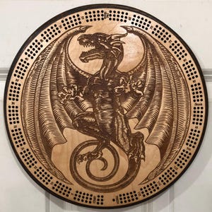 Medieval Dragon Cribbage Board & Wall Plaque - With CARD STORAGE, 3 ...