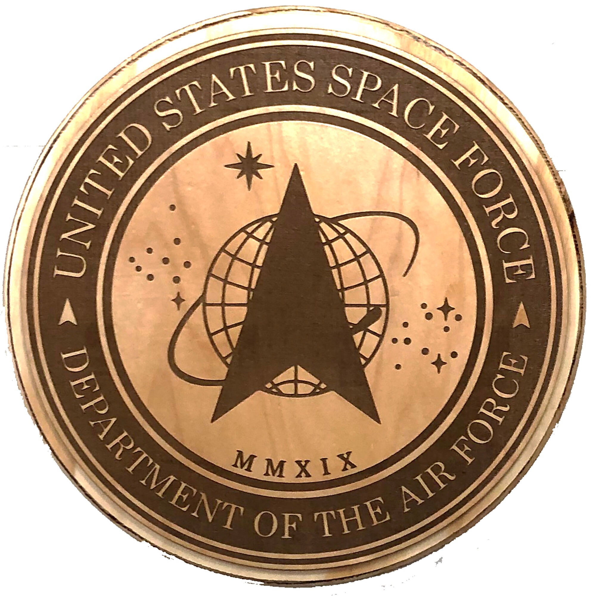 Official US Space Force Plaque on a 15in Round Laser Engraved Wood ...