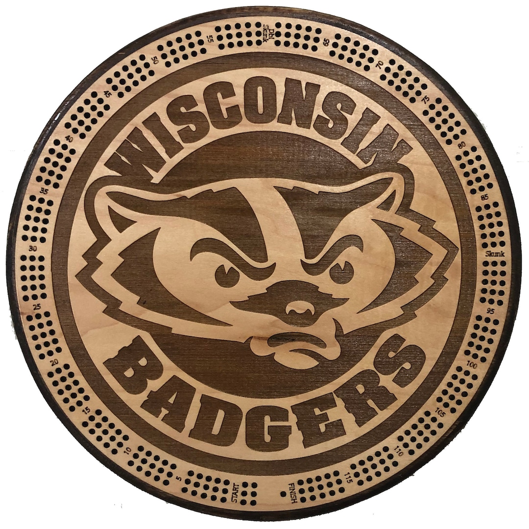 Bucky Badger Cribbage Board: Laser Engraved Wood, Card Storage & Free ...