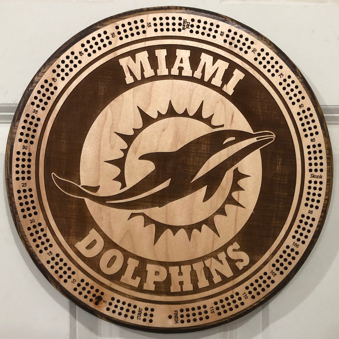Miami Dolphins Cribbage Board: Handmade 3-track With Card Storage - Etsy