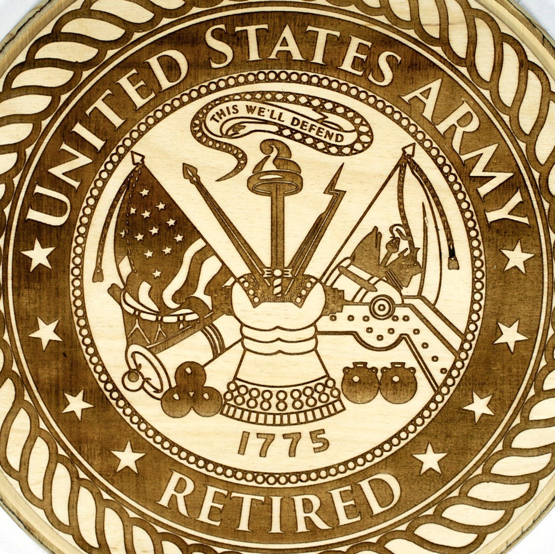 US ARMY RETIRED Plaque on a Round Laser Engraved Wood Army - Etsy UK