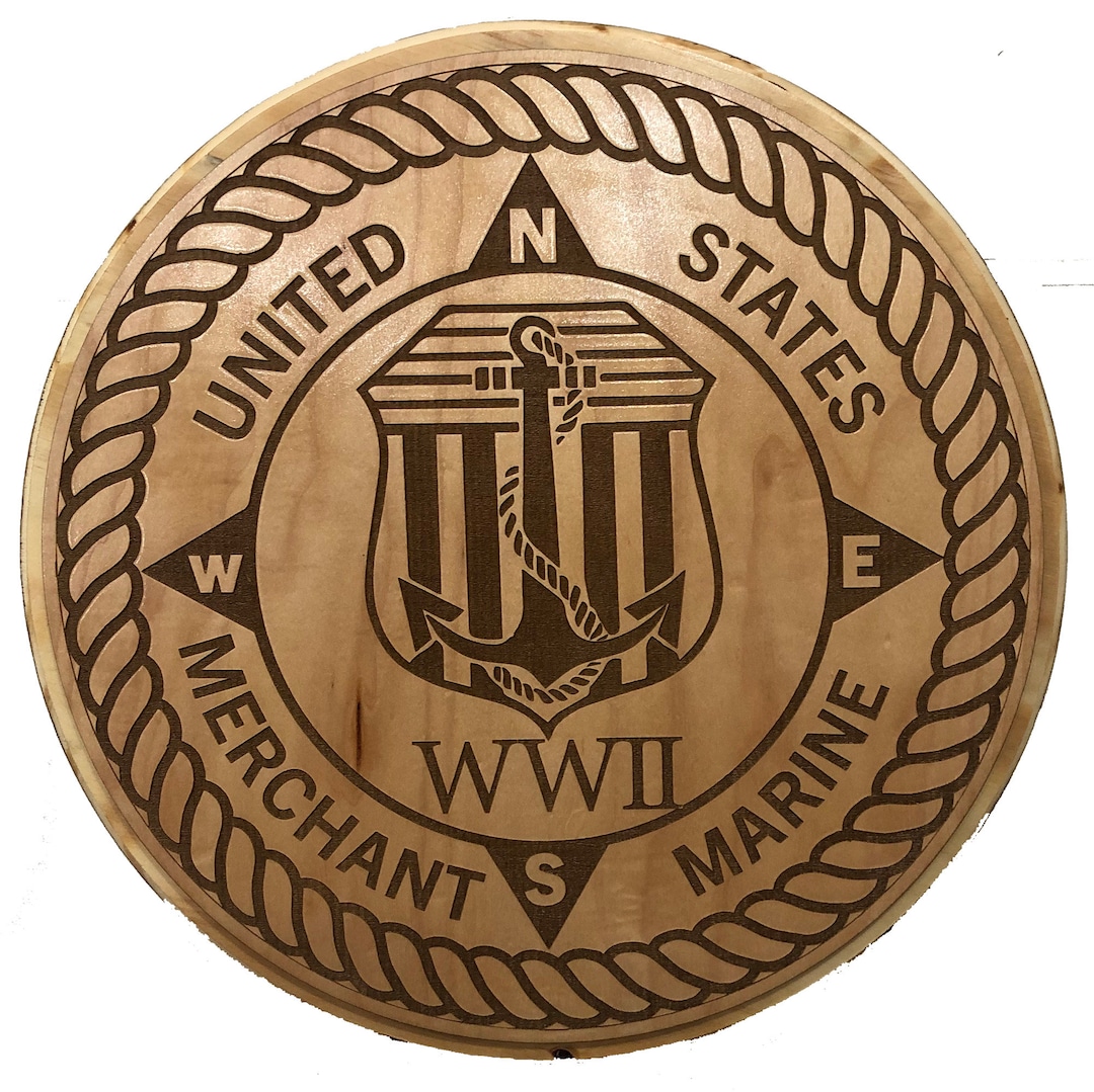 Merchant Marine Plaque 15in Round Laser Engraved Wood 15RMML Merchant ...
