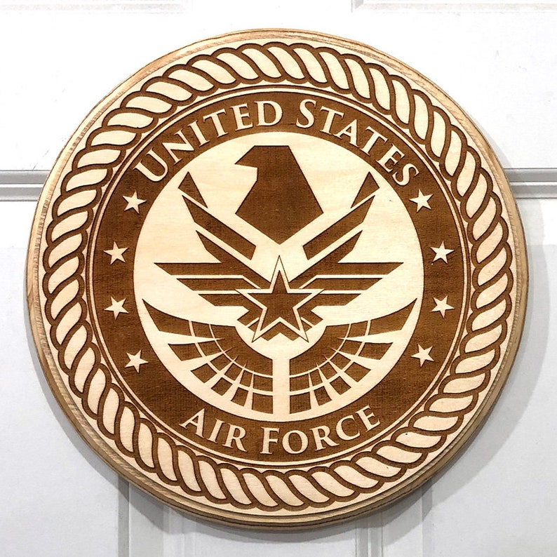 US Air Force Plaque on a Round Laser Engraved Wood Air Force - Etsy
