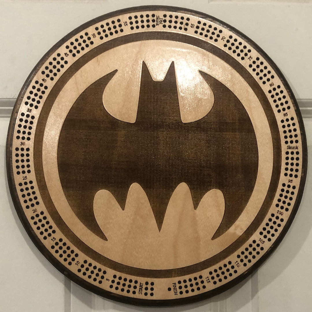 Batman Cribbage Board & Wall Plaque - With CARD STORAGE, 3 Track, 120 ...