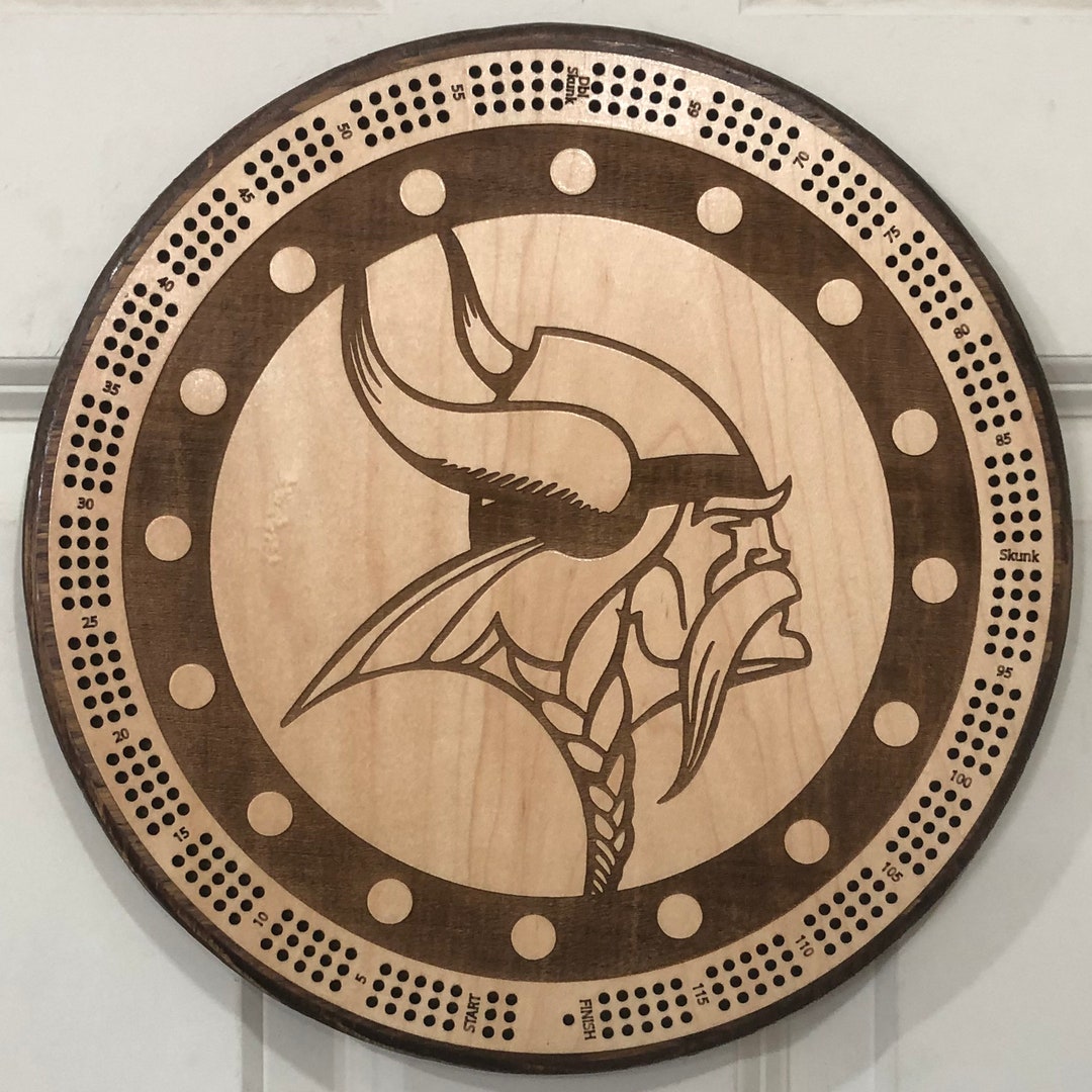Viking Shield Cribbage Board and Plaque 3 Tracks of 120 Points & 6 Pegs ...