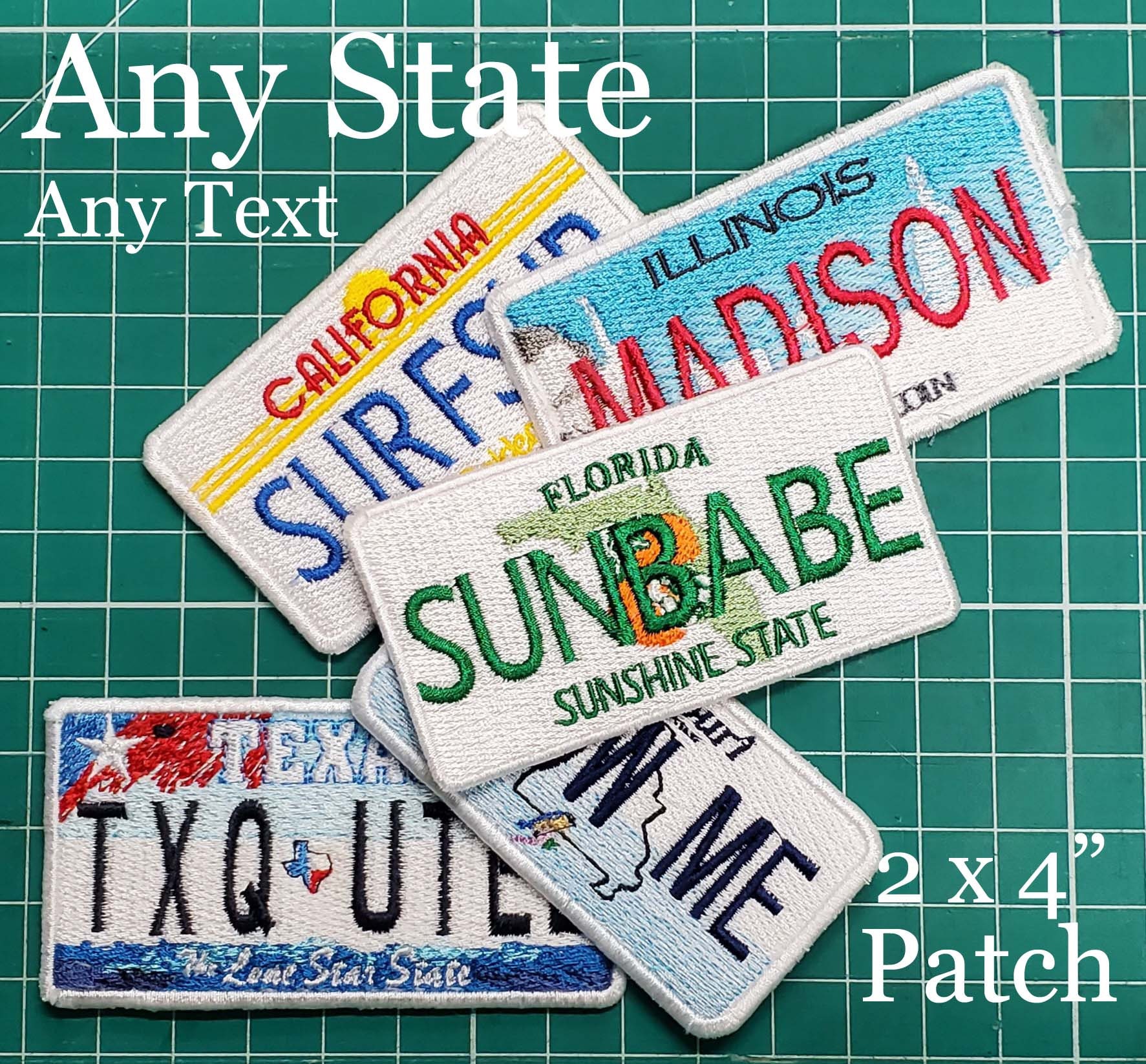 Custom Embroidered State License Plate Patches Free Shipping - Etsy