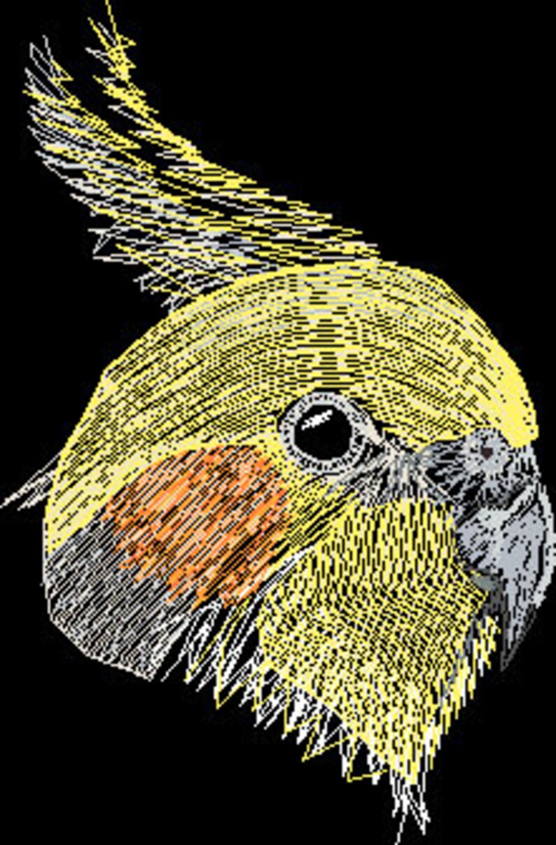 Cockatiel Head Embroidery Download File - Etsy