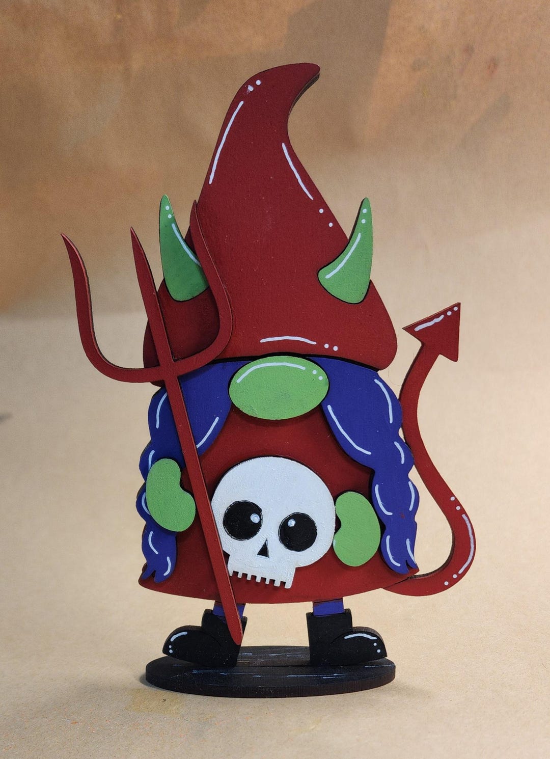 Standing Hand Painted Halloween Gnome Devil - Etsy