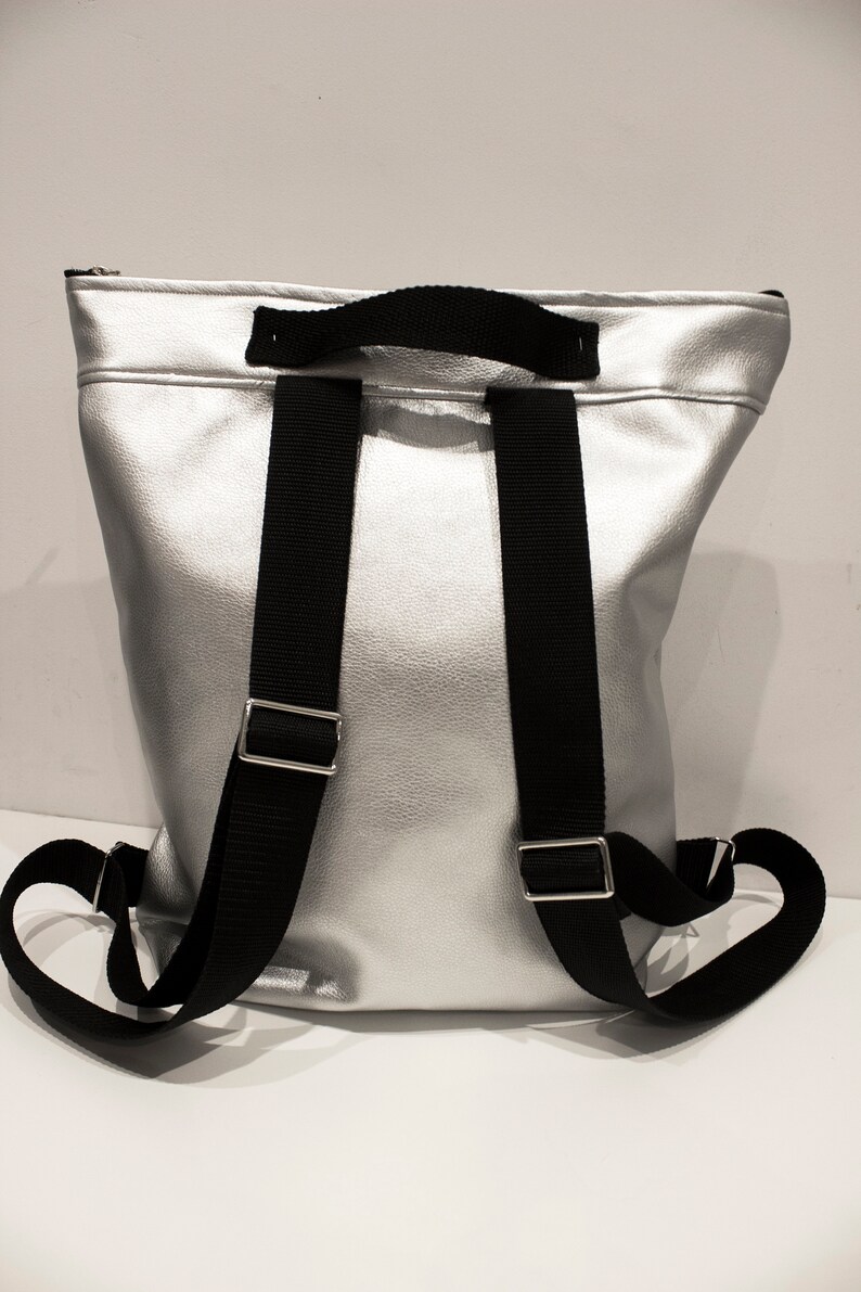 Backpack for Women Handmade Silver Metal Eco Leather Stylish Summer ...