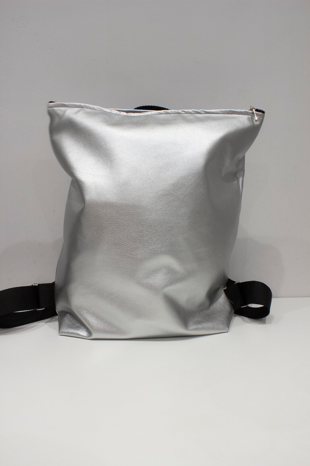 Backpack for Women Handmade Silver Metal Eco Leather Stylish Summer ...