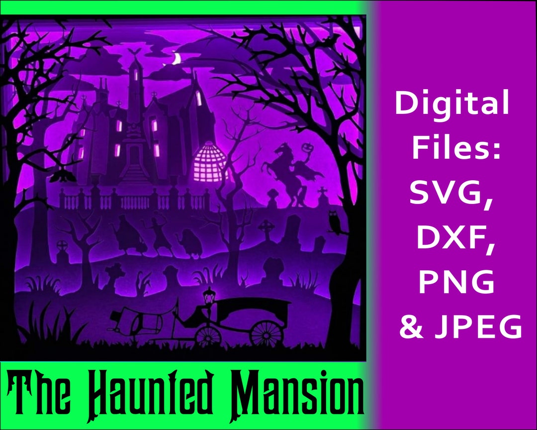 Haunted Mansion Shadow Box SVG & DFX Files, Light Box, Multi Layer ...