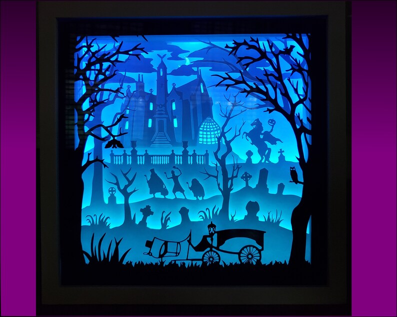 Haunted Mansion Shadow Box SVG & DFX Files, Light Box, Multi Layer ...