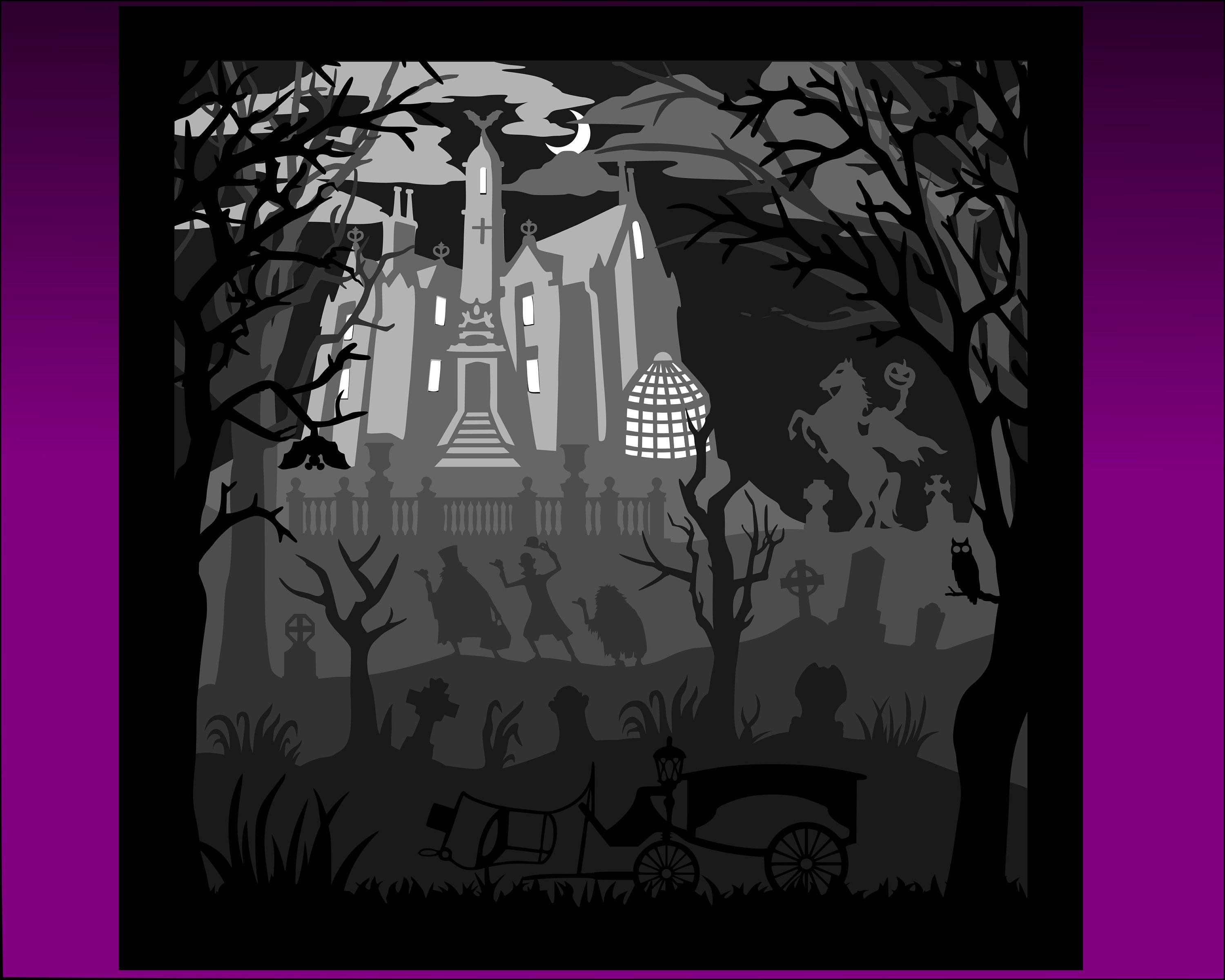 Haunted Mansion Shadow Box SVG & DFX Files, Light Box, Multi Layer ...