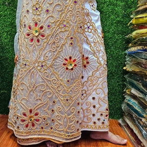 White George Wrapper and Blouse Material, African Traditional Wedding ...