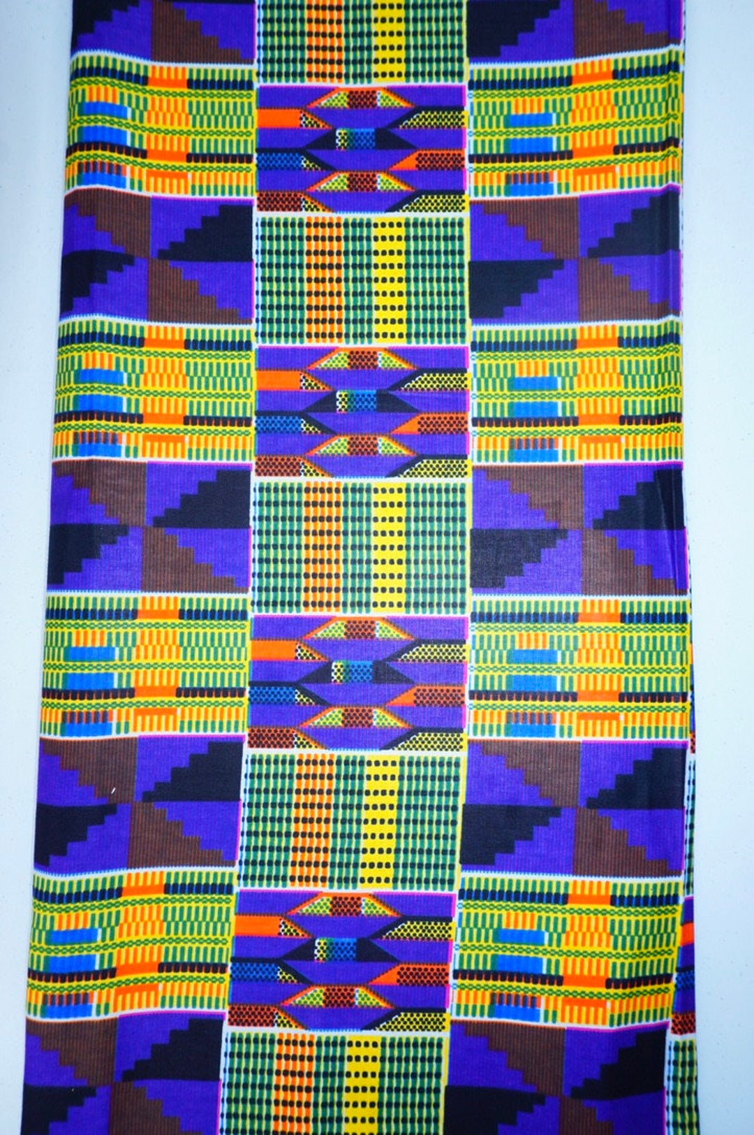Purple Kente Fabric by the Yard, African Print Ankara Cotton, Geometric ...