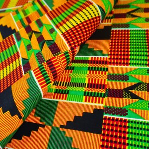 Orange Kente Fabric by the Yard African Print Ankara Sewing - Etsy