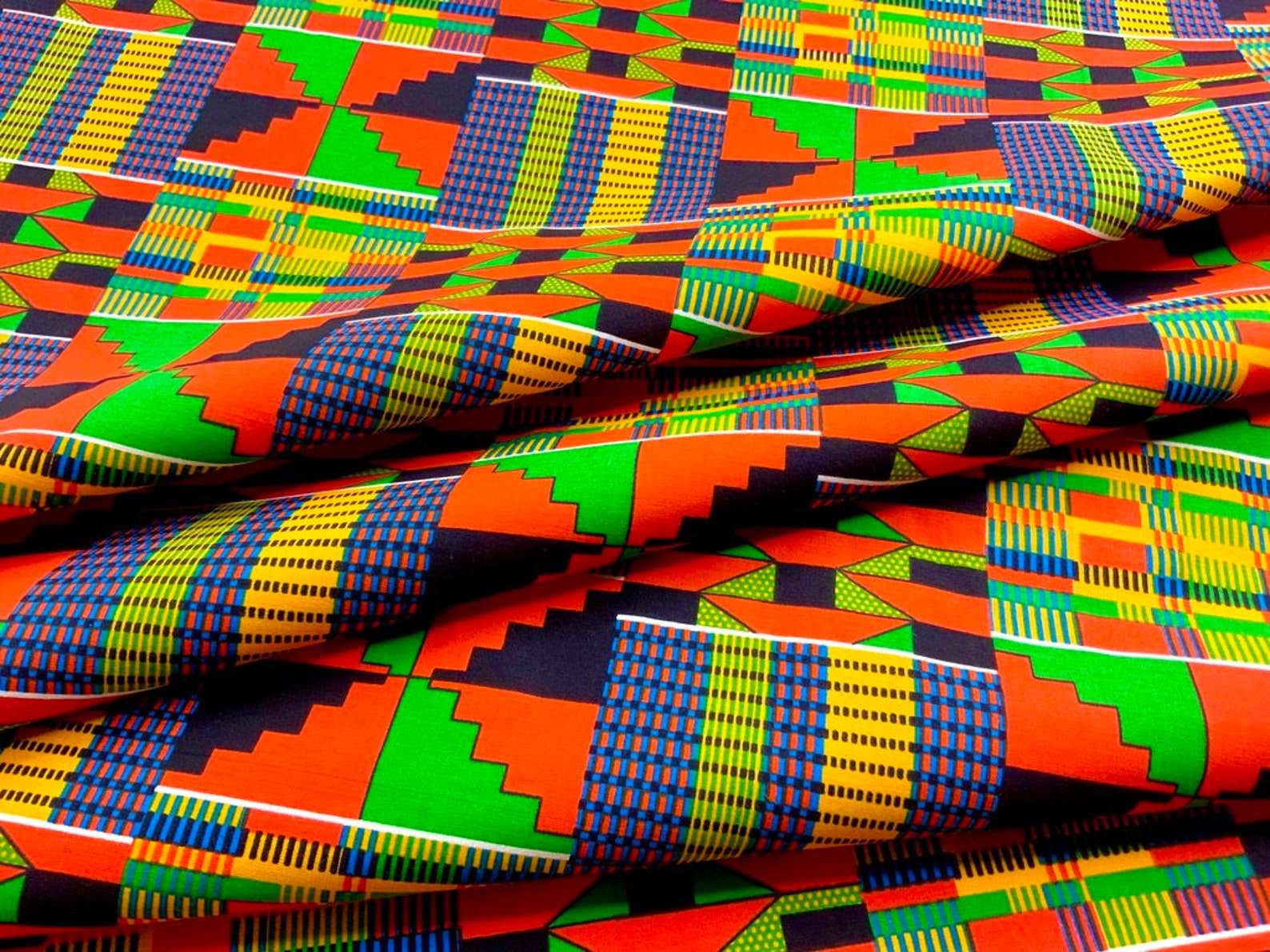 Kente Ankara Fabric By The Yard African Print Quilting Craft Etsy