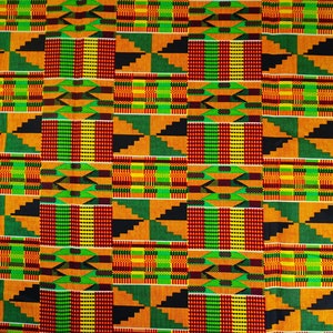 Orange Kente Fabric by the Yard African Print Ankara Sewing - Etsy