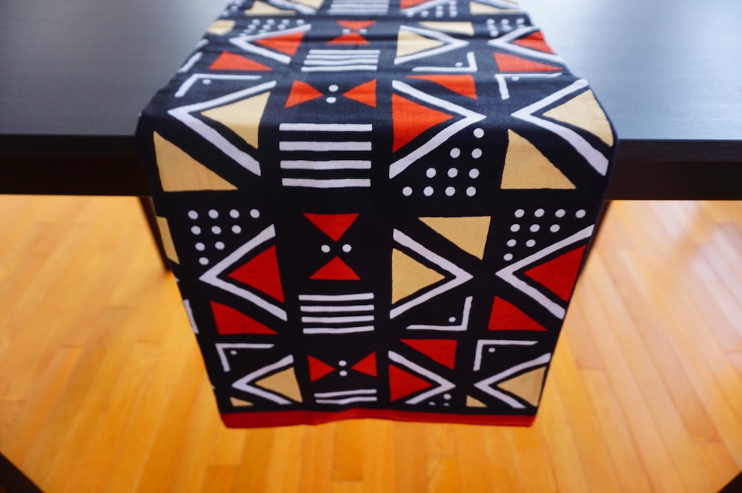 Boho Table Runner Rustic Mud Cloth African Print Rust - Etsy