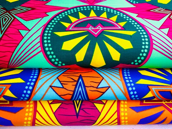 Colorful African Fabric By The Yard Cotton Ankara Print Etsy