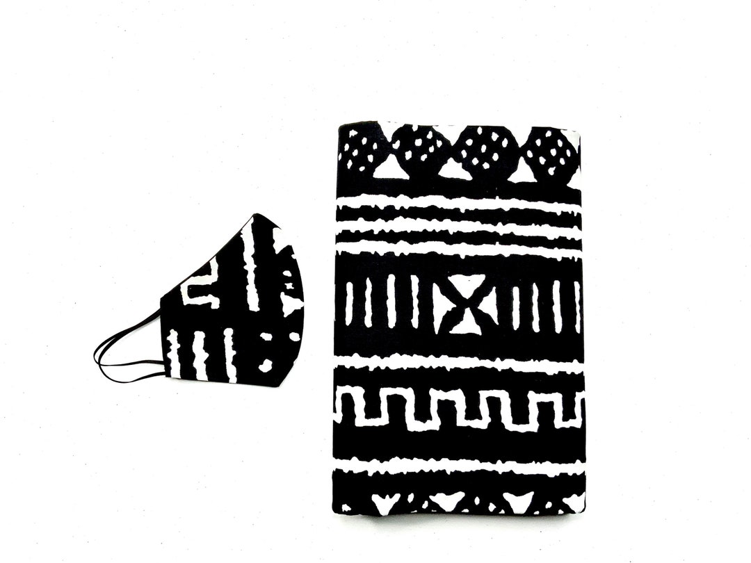 Boho Black Head Wrap Mask, Mud Cloth Inspired African Print, Bohemian ...