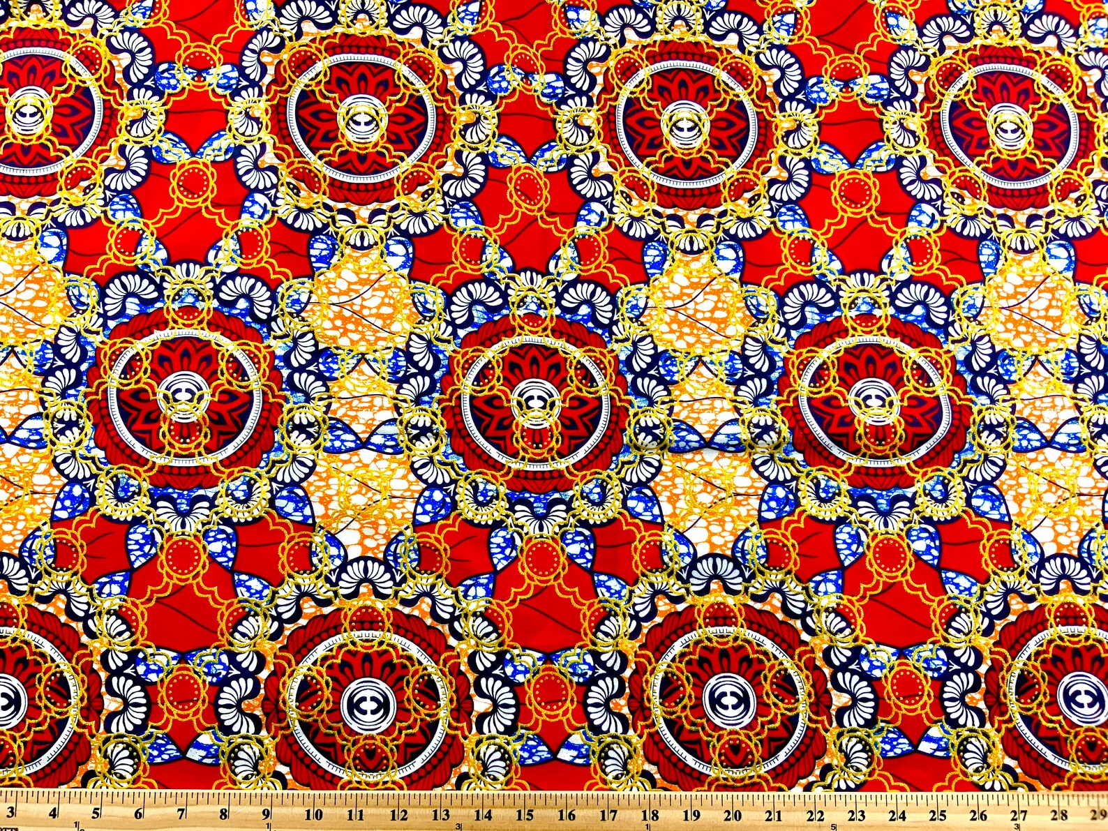 Red African Print Ankara FAT QUARTER African Fabric Gold - Etsy