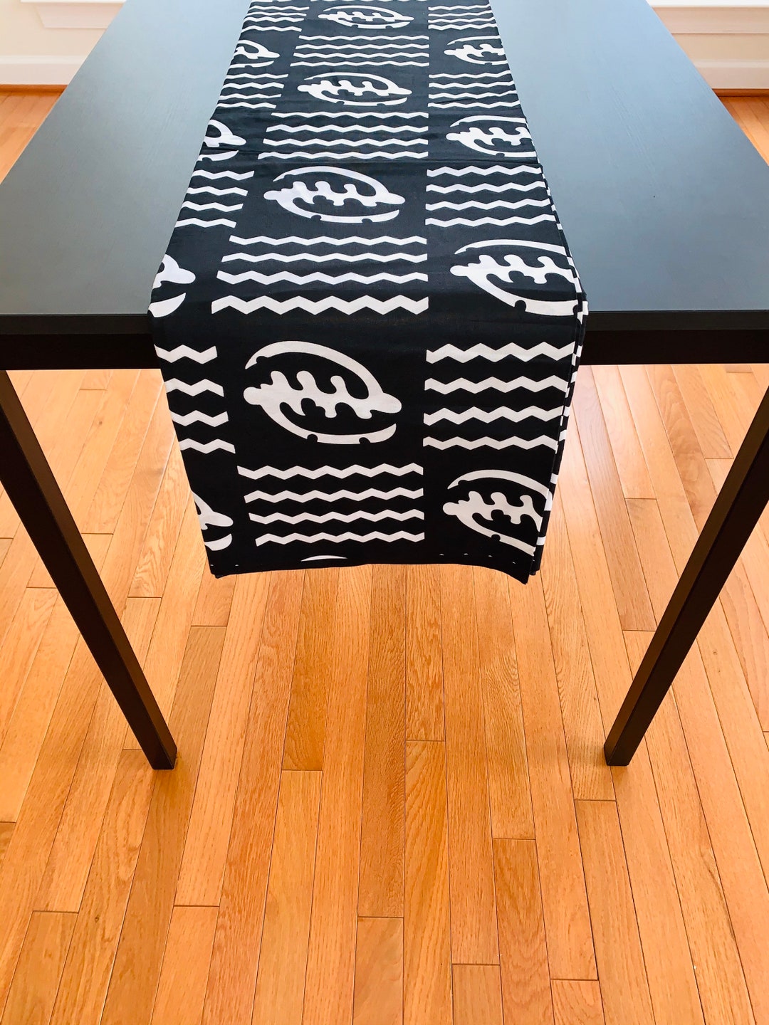 Black Boho Table Runner, African Table Runner, Bohemian Mud Cloth Print ...