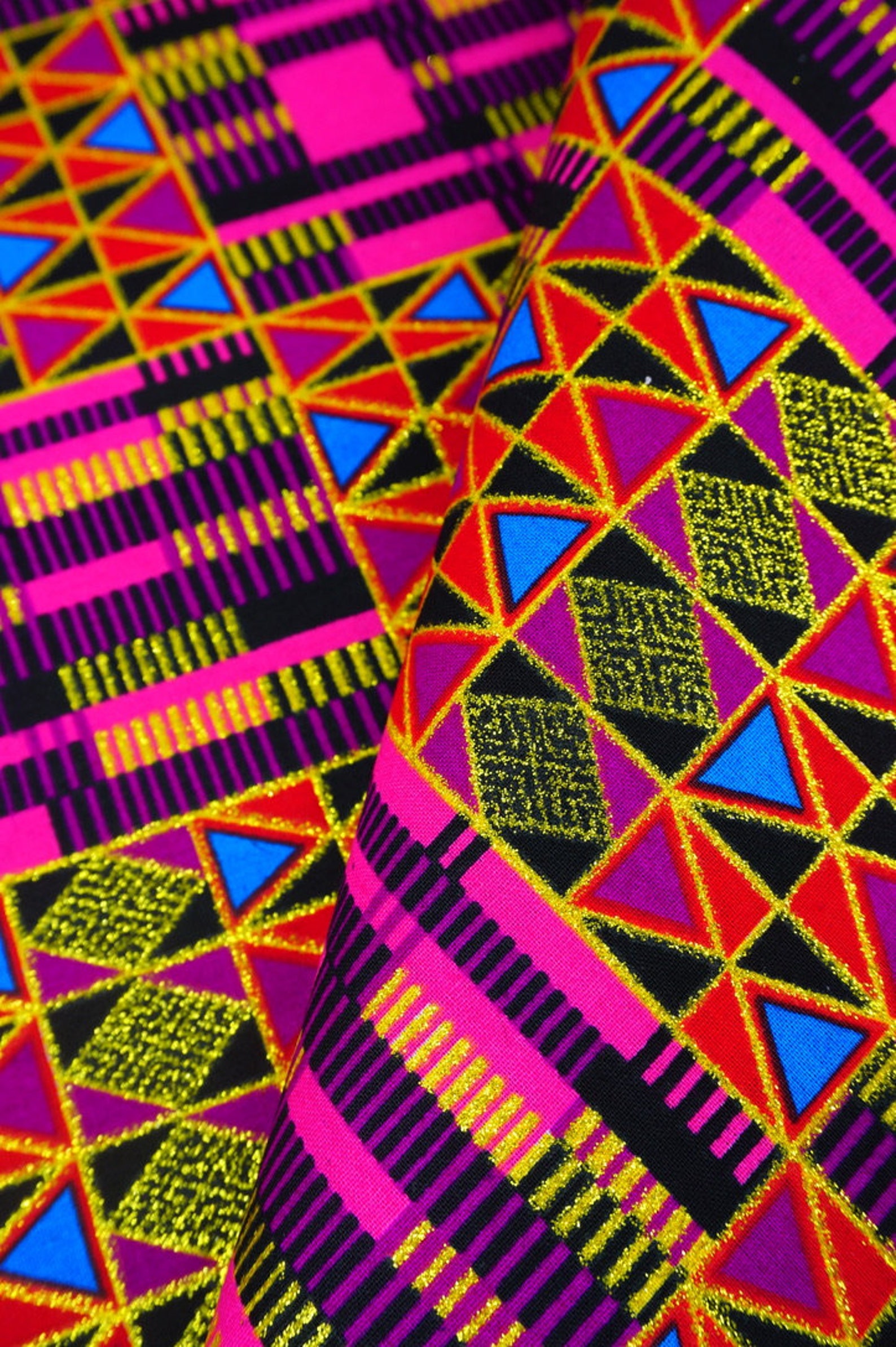 African Fabric By The Yard Metallic Ankara Kente Print Per Etsy
