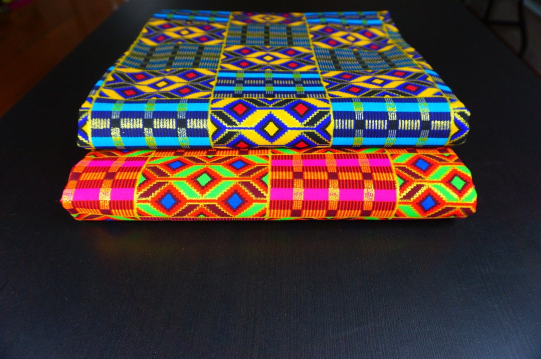 Pink Kente Fabric by the Yard, Metallic Gold African Print, Kitenge ...