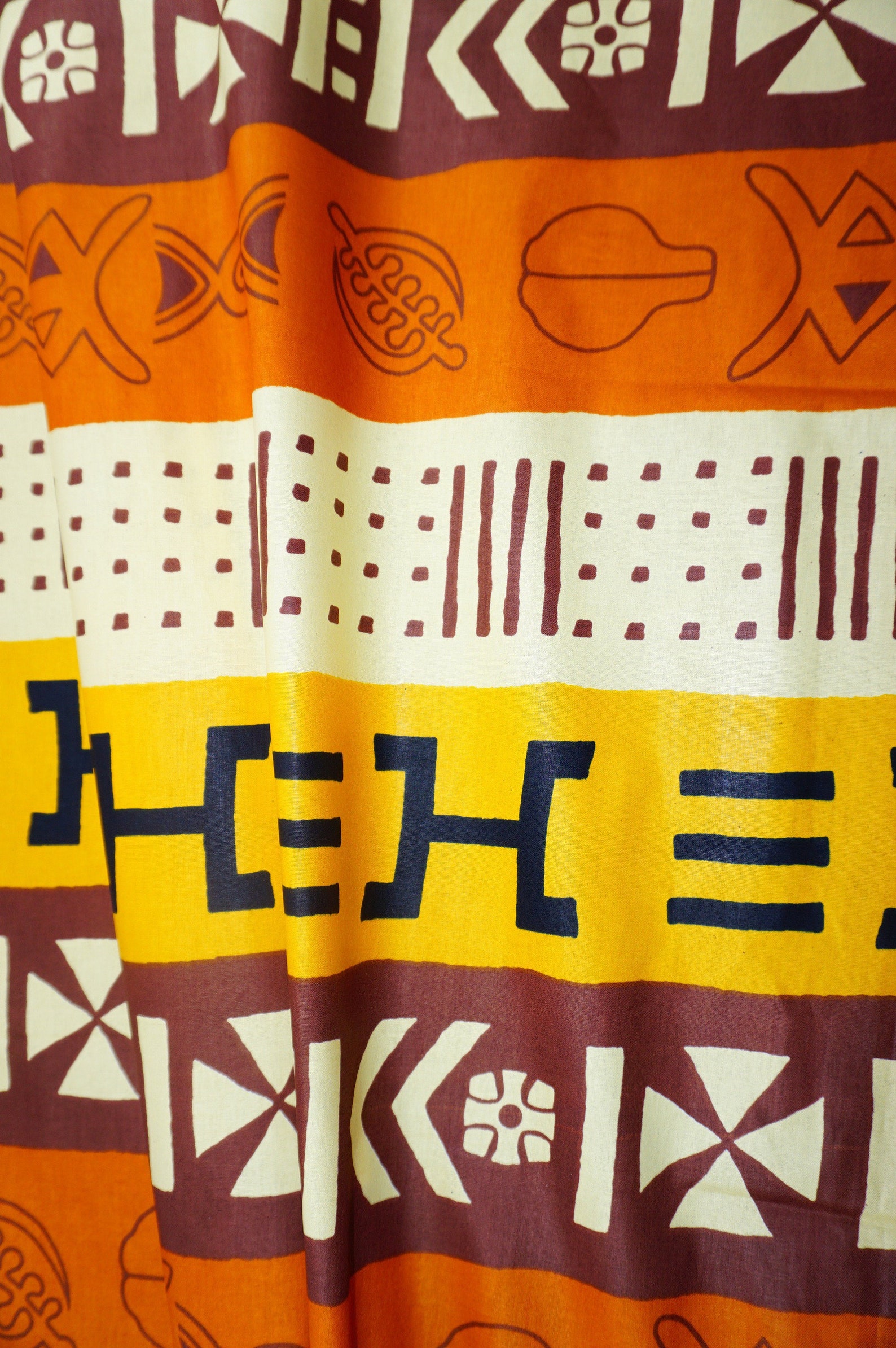 Green Mud Cloth Print Fabric by the Yard Geometric Symbols - Etsy