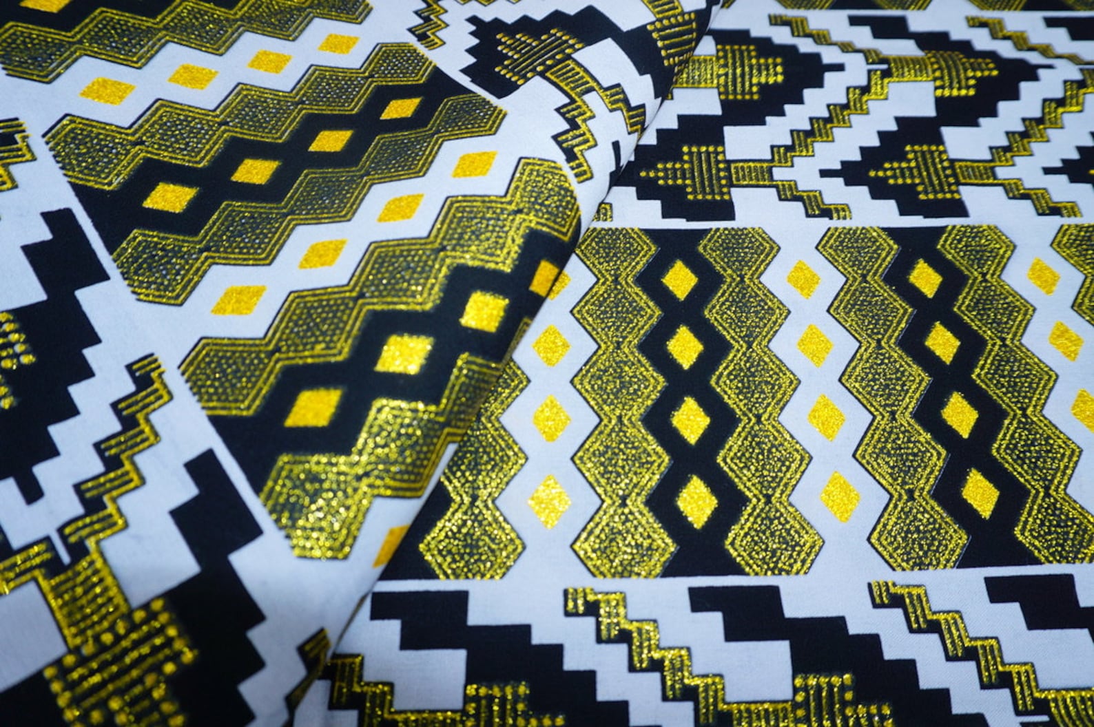 Black Gold Metallic African Kente Print by the Yard Gold | Etsy