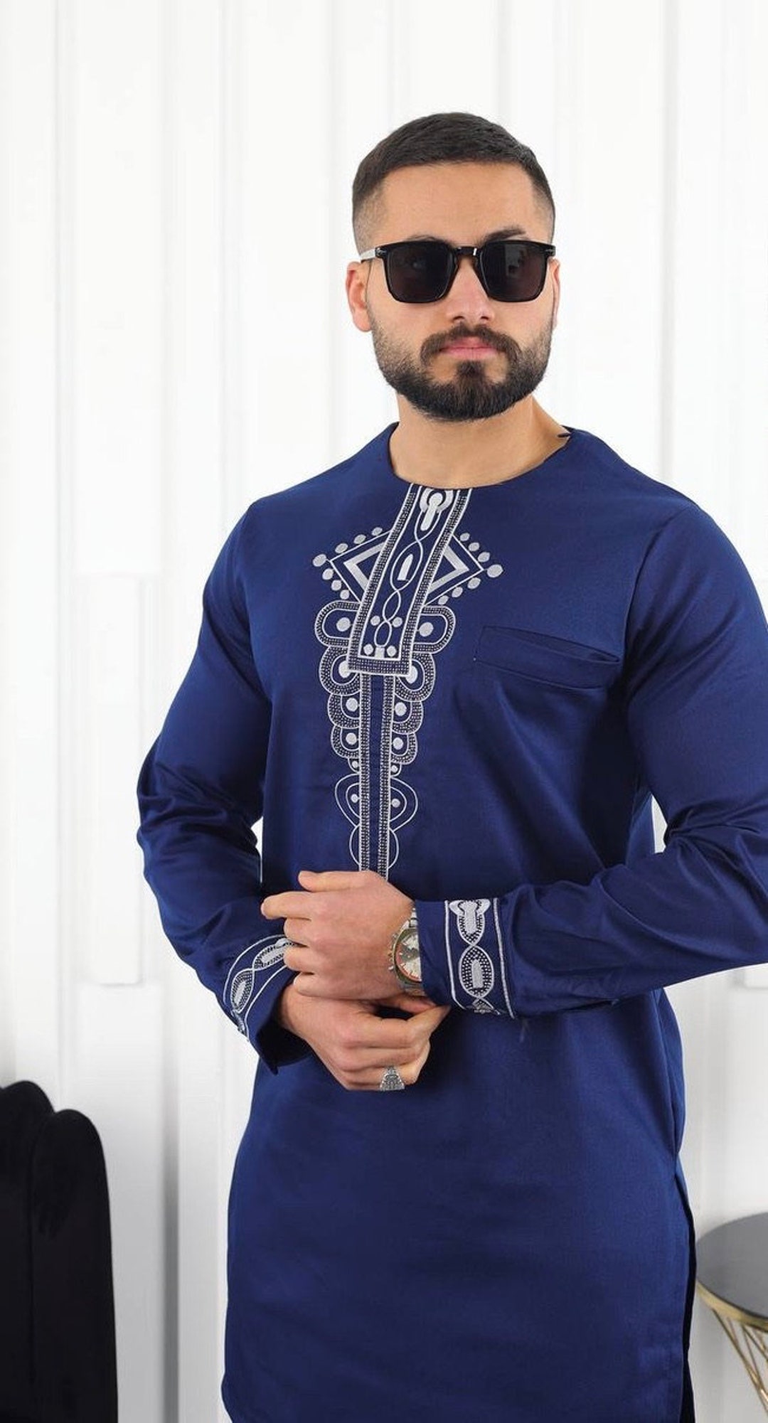 Blue African Men's Clothing Wedding Groom Suit Guests Groomsmen ...