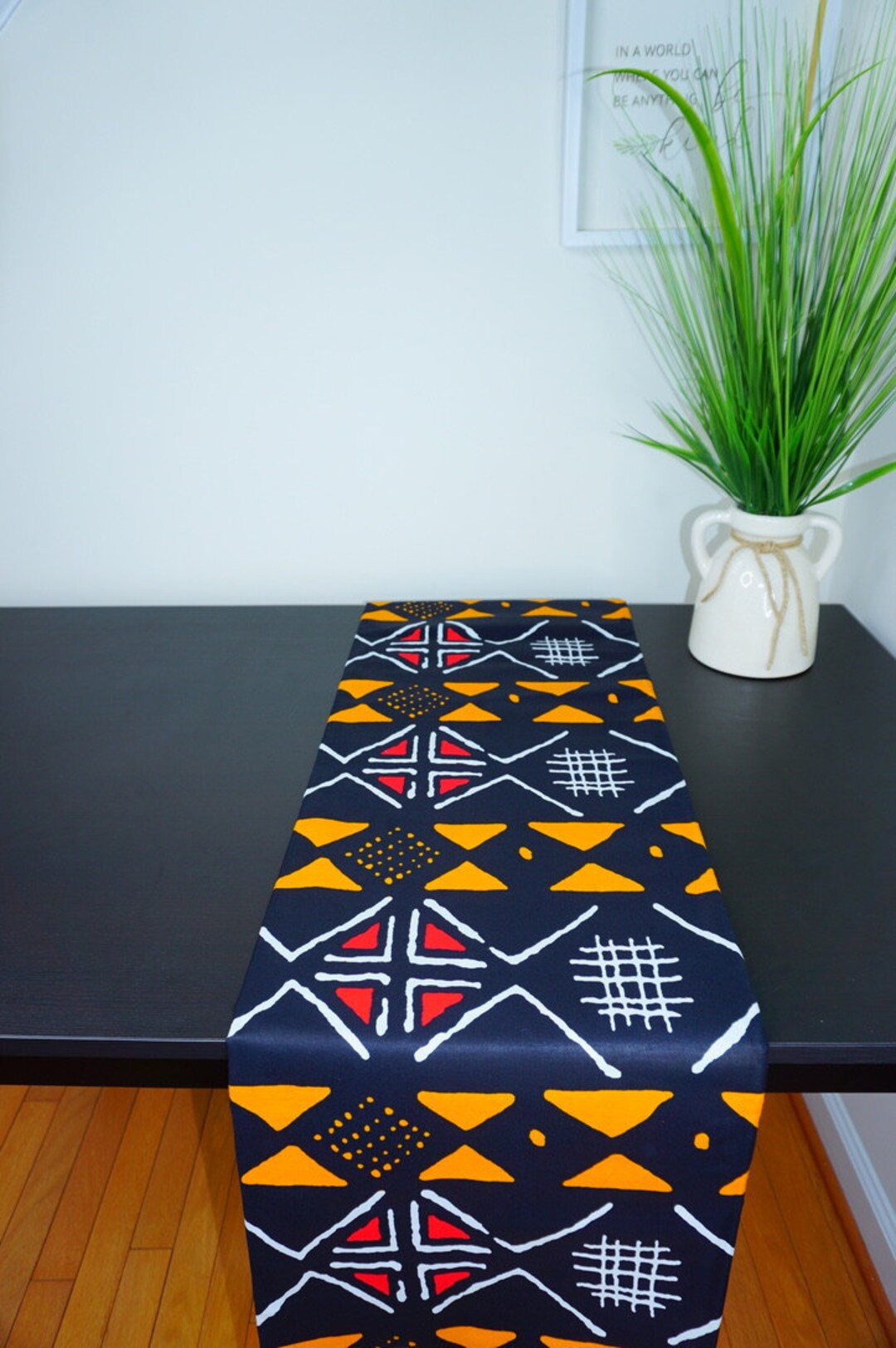 Mud Cloth Print Table Runner, Rustic Cotton Table Runner, Modern ...